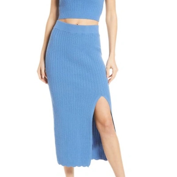 SAYLOR | Skirts | Saylor Blue Ribbed Sweater Midi Skirt | Poshmark